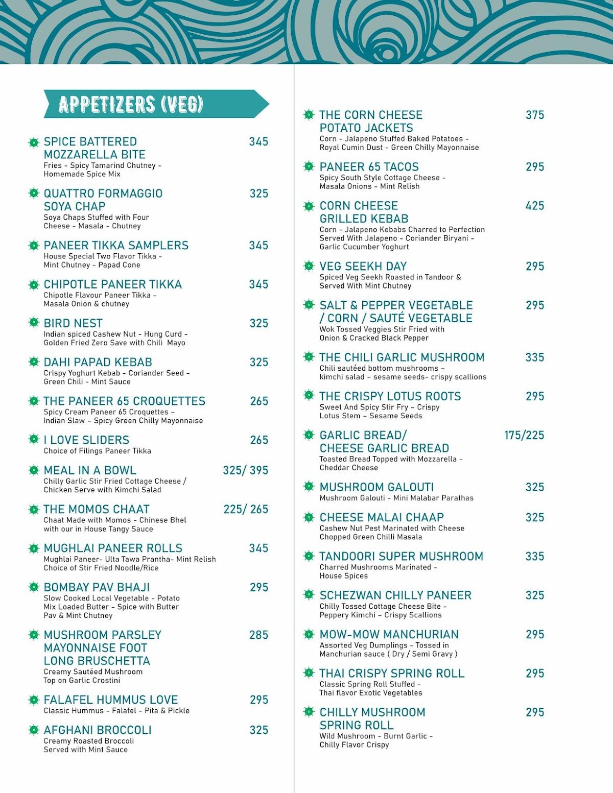 Menu at Beach N Brew, Chandigarh