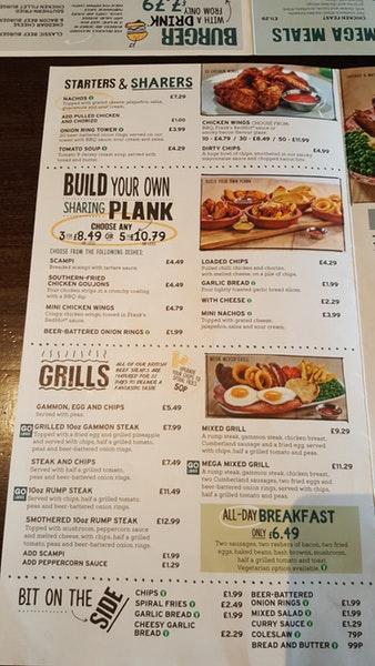 Menu at Brass Monkey pub & bar, Plymouth