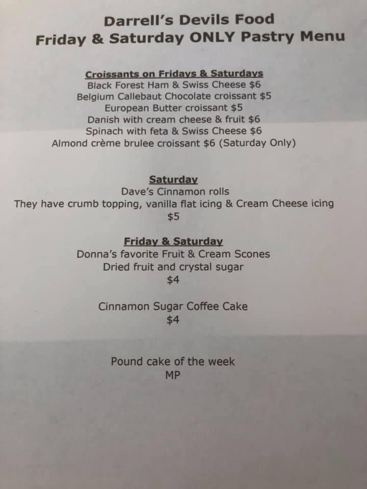Menu at Darrell’s Devils Food Llc pizzeria, Coos Bay