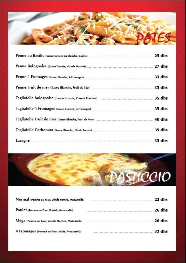 Menu at Kebab Marmara restaurant, Casablanca