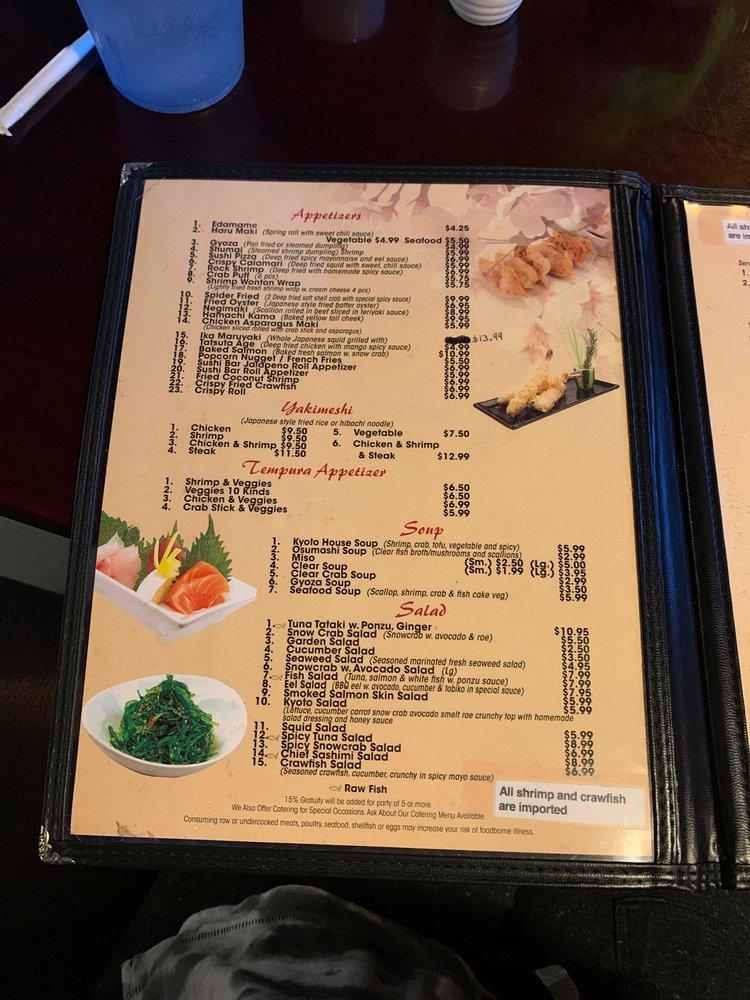 Menu At Kyoto Steakhouse And Sushi Bar Raceland