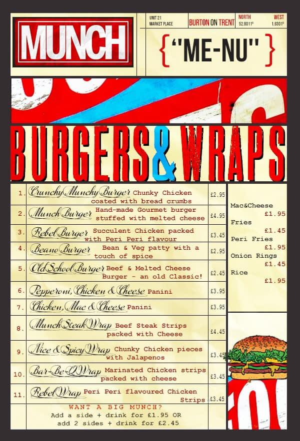 Menu at Munch Block restaurant, Burton upon Trent, Unit 21 Burton ...