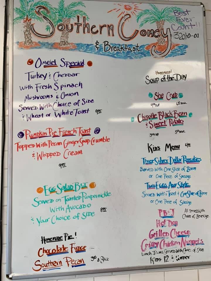 Menu at Southern Coney And Breakfast restaurant, Hilton Head Island
