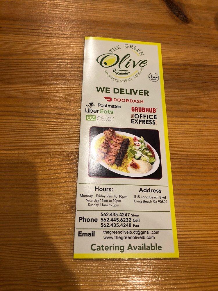 Menu at The Green Olive Downtown Long Beach restaurant, Long Beach
