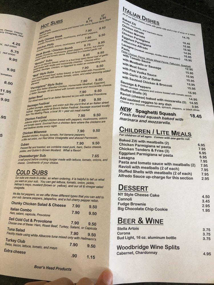 Menu at Tomasso's Pizza & Subs pizzeria, Boca Raton