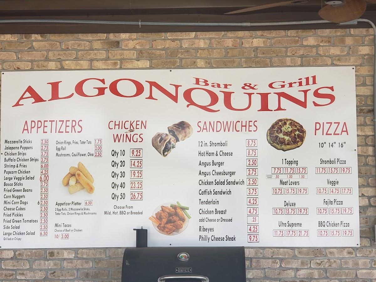 Menu at Algonquins III pub & bar, Henderson, 213 US Hwy 41