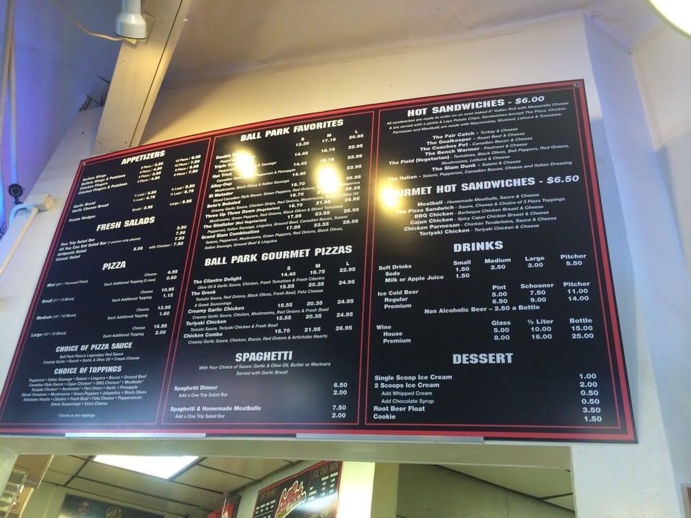 Menu at Ball Park Pizza pizzeria, Laguna Niguel