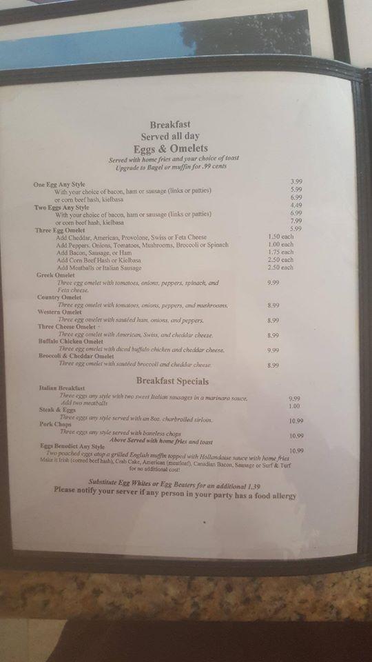 Menu at Brody's Diner restaurant, Shrewsbury