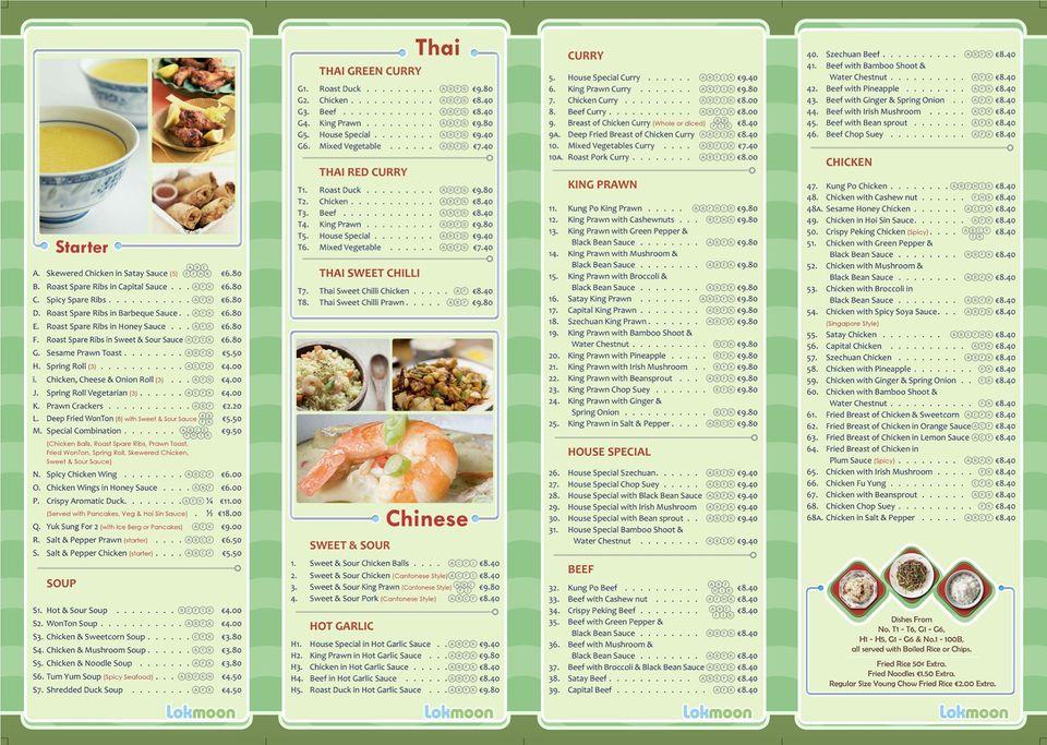 Menu at Lok Moon restaurant, Dublin