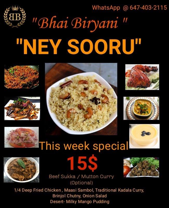 Menu at Bhai Biryani, Toronto