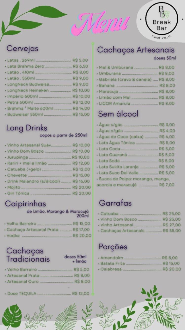 Menu em Break Bar House Ateliê, Guarulhos
