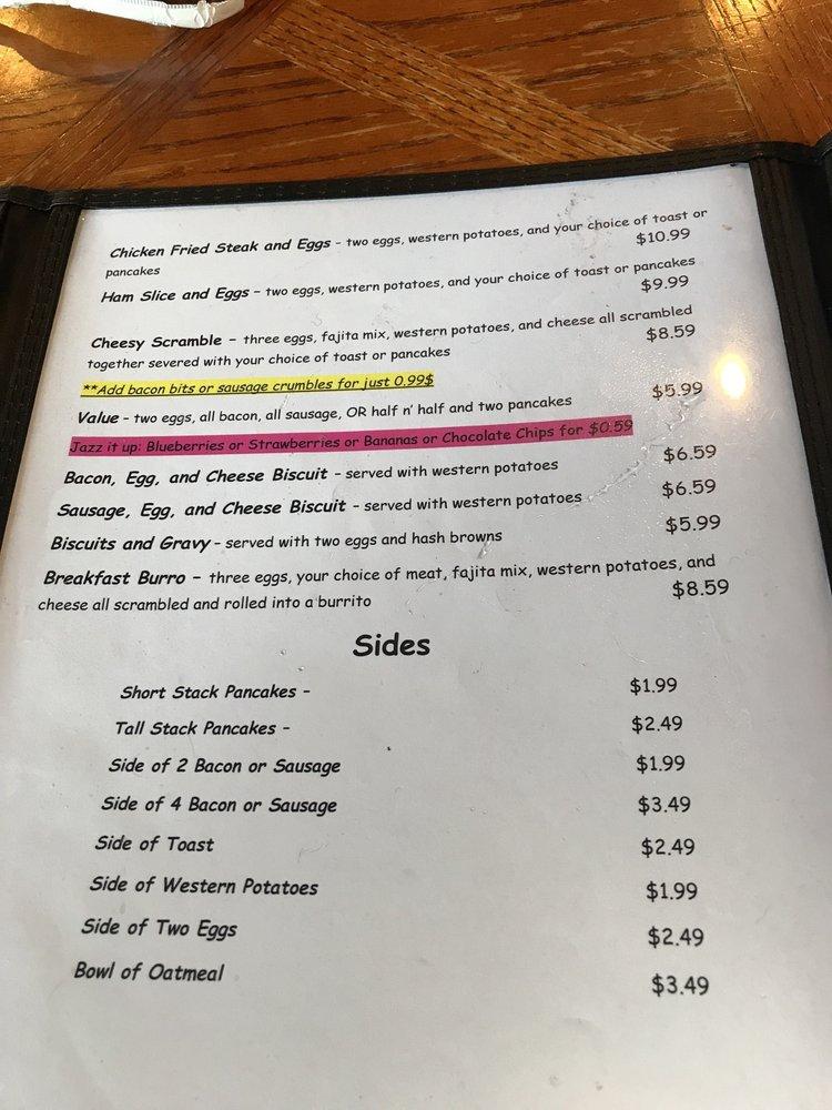 Menu at Dusty Boots Cafe, Cloudcroft