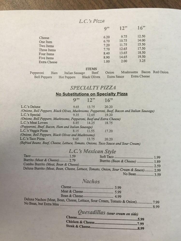 Menu at L C's Pizza & Subs pizzeria, Freeport, 901 FL-20