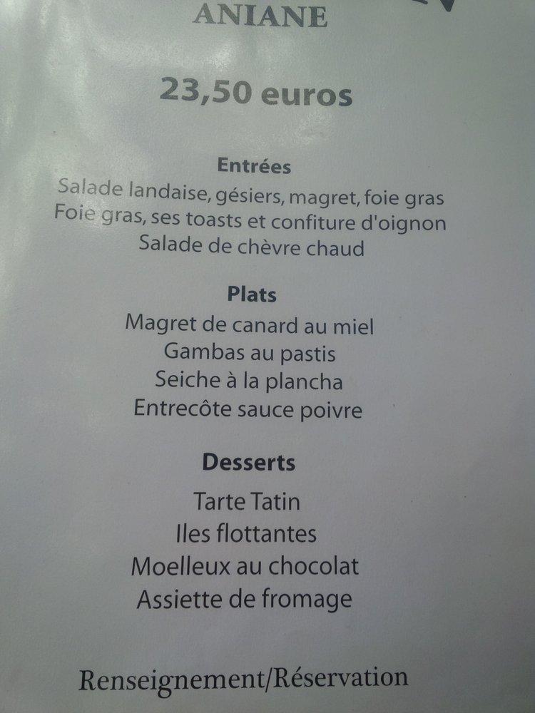 Menu at Le Pavillon restaurant, Aniane, 2 Aven De Gignac