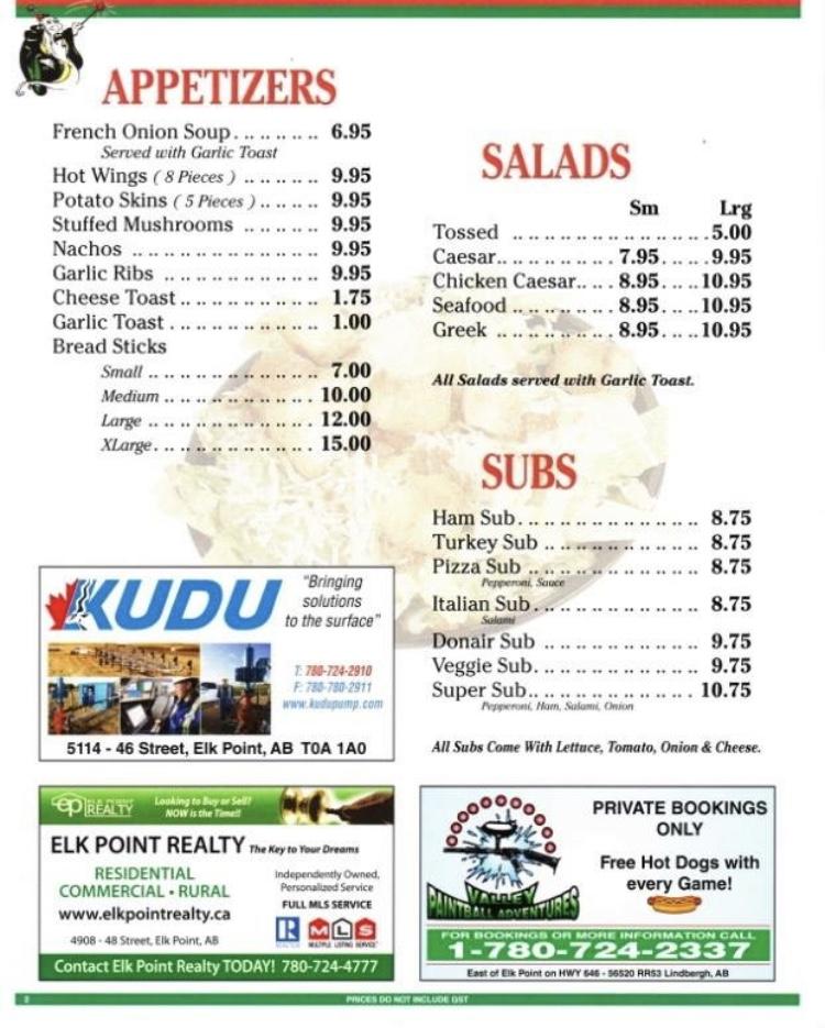 Menu at Magic Pizza Since 1997 LTD restaurant, Elk Point
