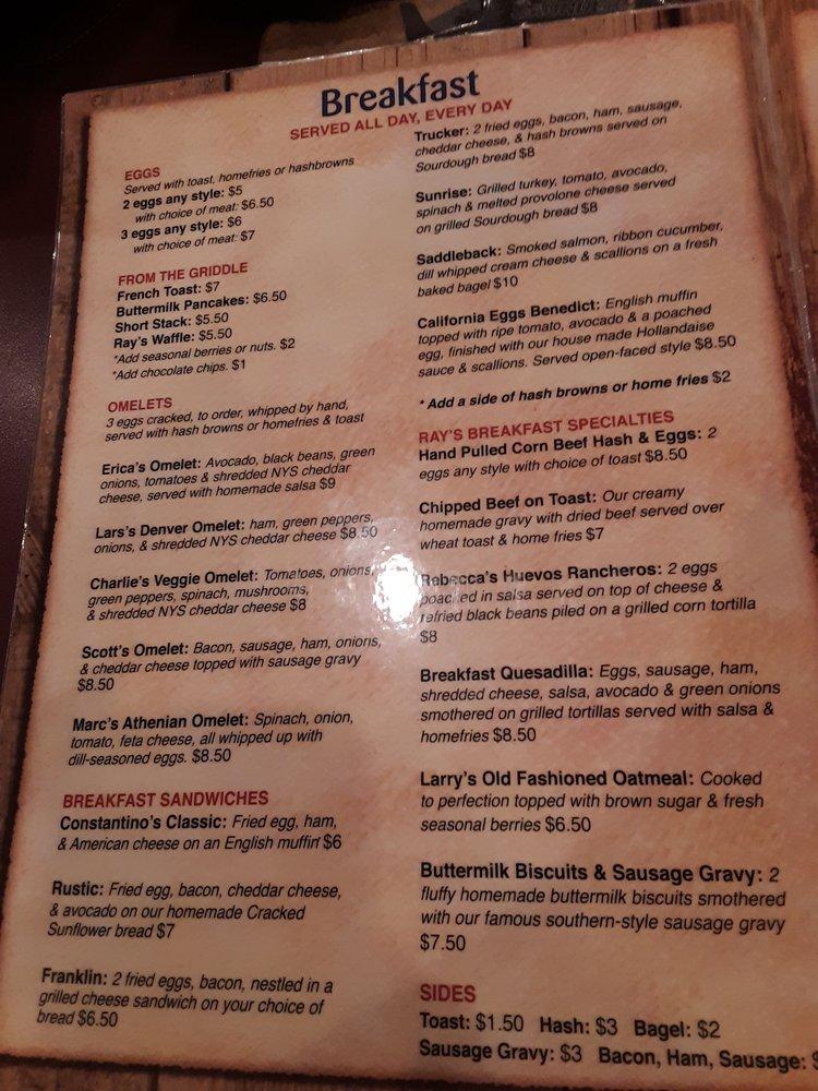Menu at Ray's Restaurant, Canandaigua