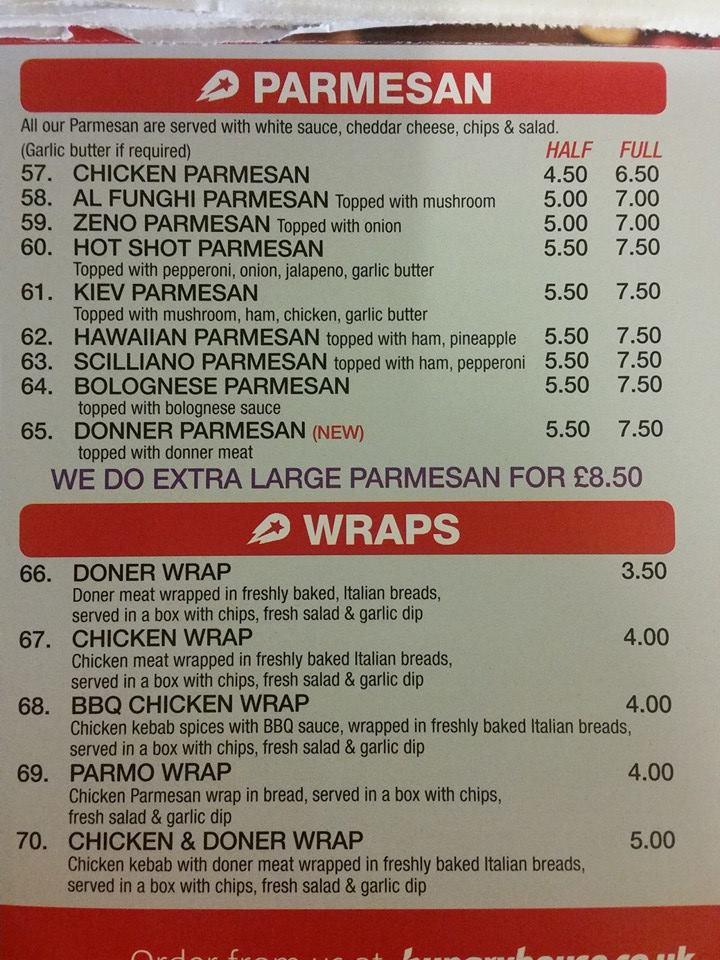 Menu at Riverside Pizza fast food, Middlesbrough