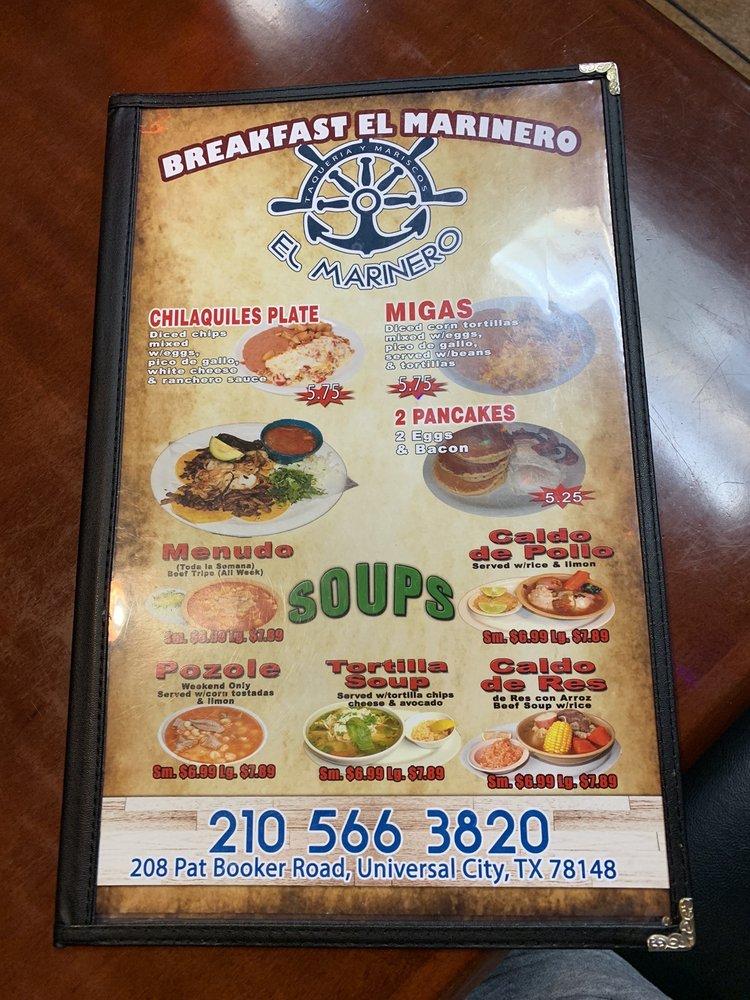 Menu at Taqueria Mariscos El Marinero restaurant, Universal City