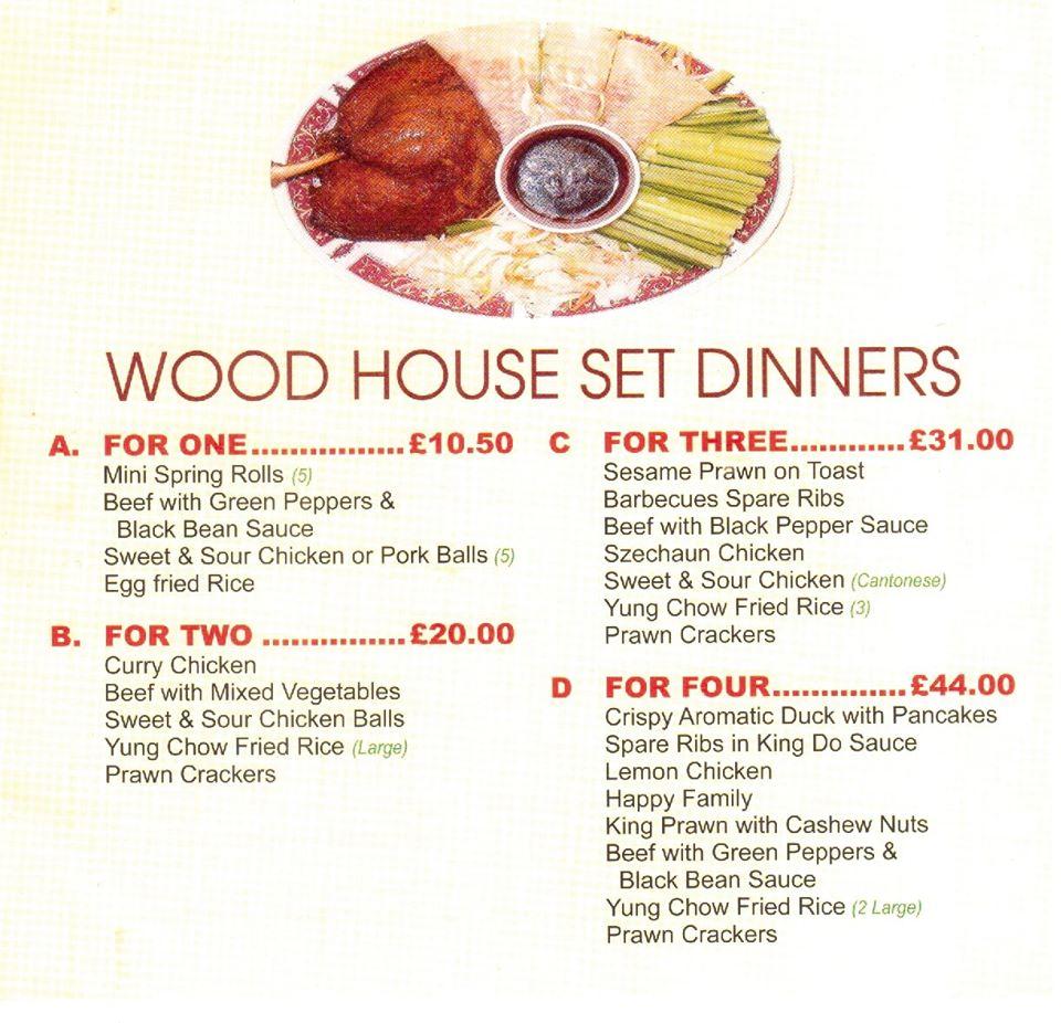 Menu at Wood House fast food, Walsall