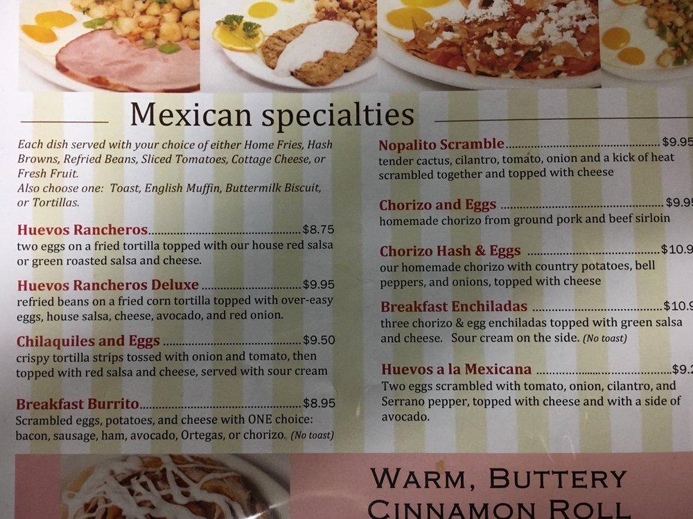 Menu at BG's Cafe, Oxnard