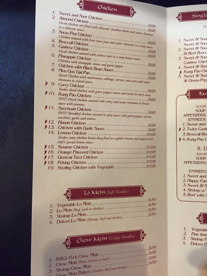 Menu at Dragon Treasure Chinese Restaurant, Fruita