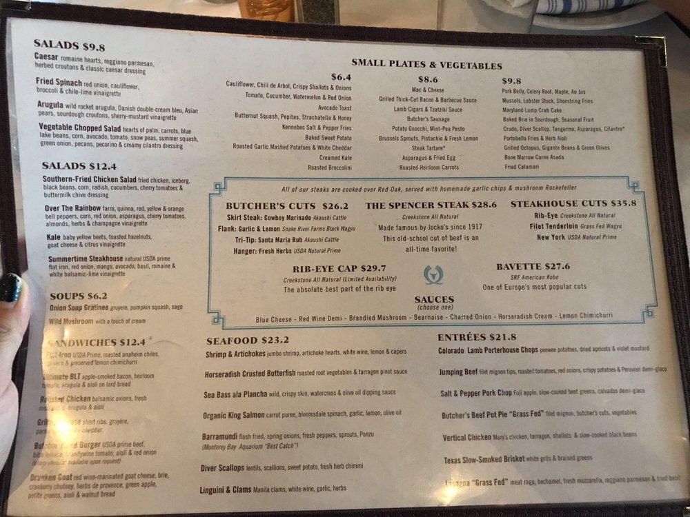 Menu at Echo & Rig Butcher and Steakhouse, Las Vegas