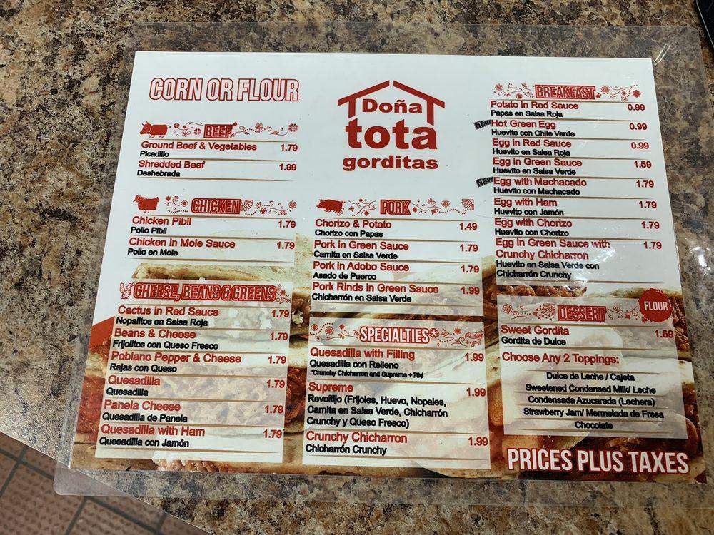 Menu at Gorditas Doña Lula restaurant, Harlingen, n 78550