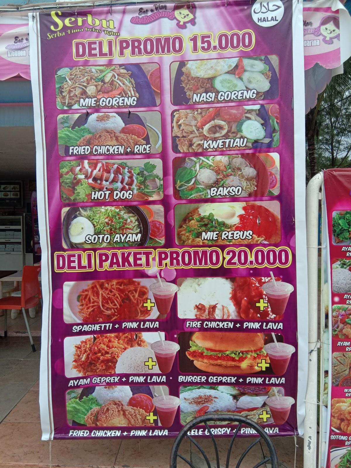 Menu at Delimoms restaurant, Batam