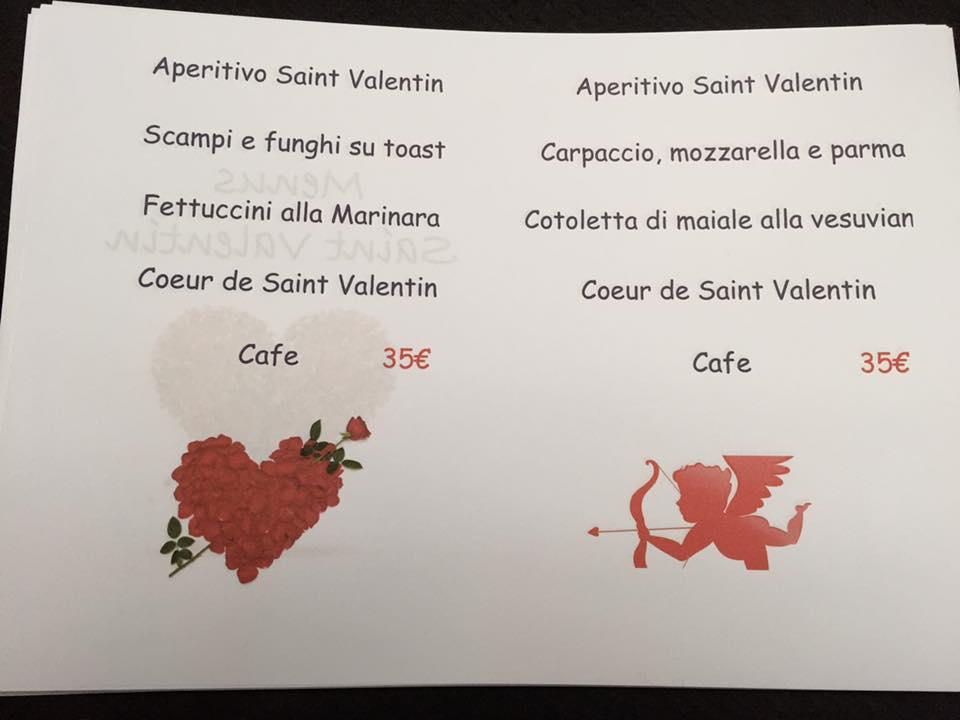 Menu au Il Festino, Charleroi