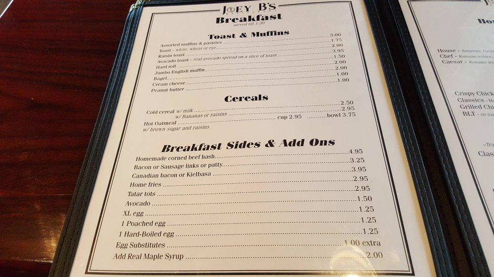 Menu at Joey B's Restaurant, Berlin
