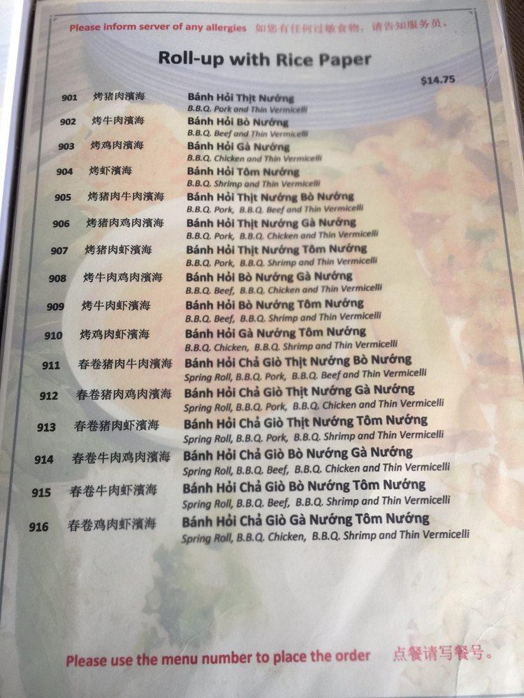 Menu at Merivale Noodle House restaurant, Ottawa