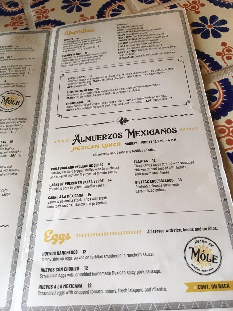 Menu at Mole Cantina Mexicana restaurant, Wellington, S State Rd 7 #150