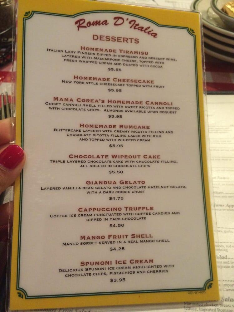 Menu at Roma D' Italia pizzeria, Tustin, 611 El Camino Real