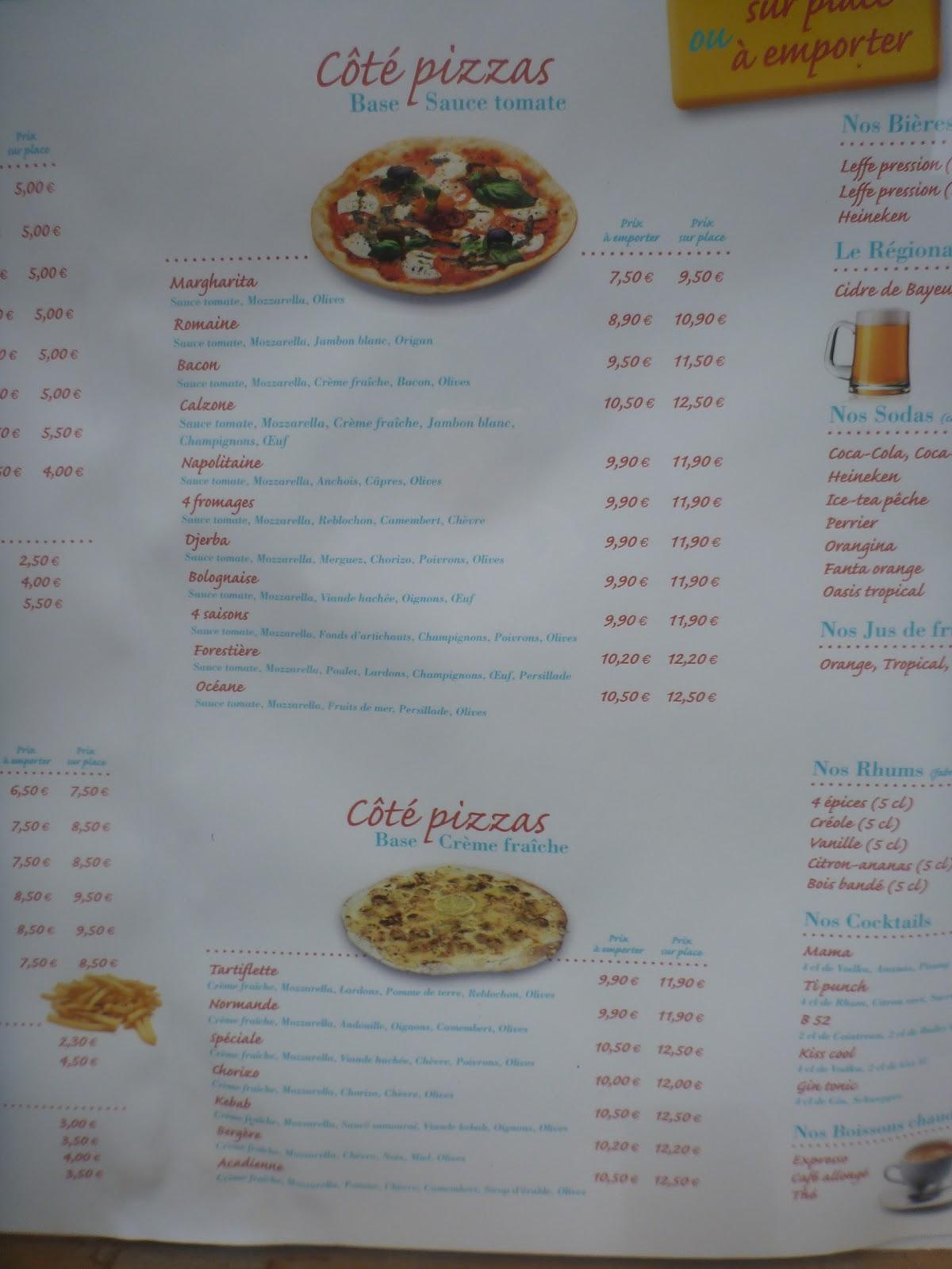 Menu at La Mama fast food, Saint-Aubin-sur-Mer