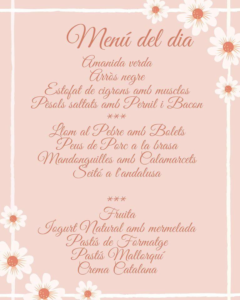 Menu at Casa Ricard restaurant, Alió