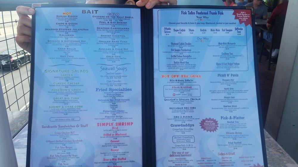 Menu at Fish Tales restaurant, Galveston