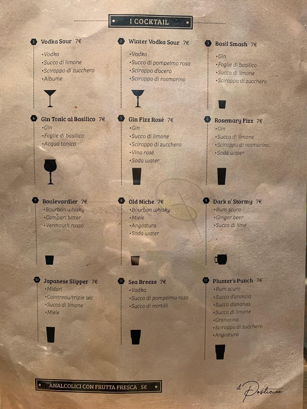 Menu da Il Posticino ristorante, Massa