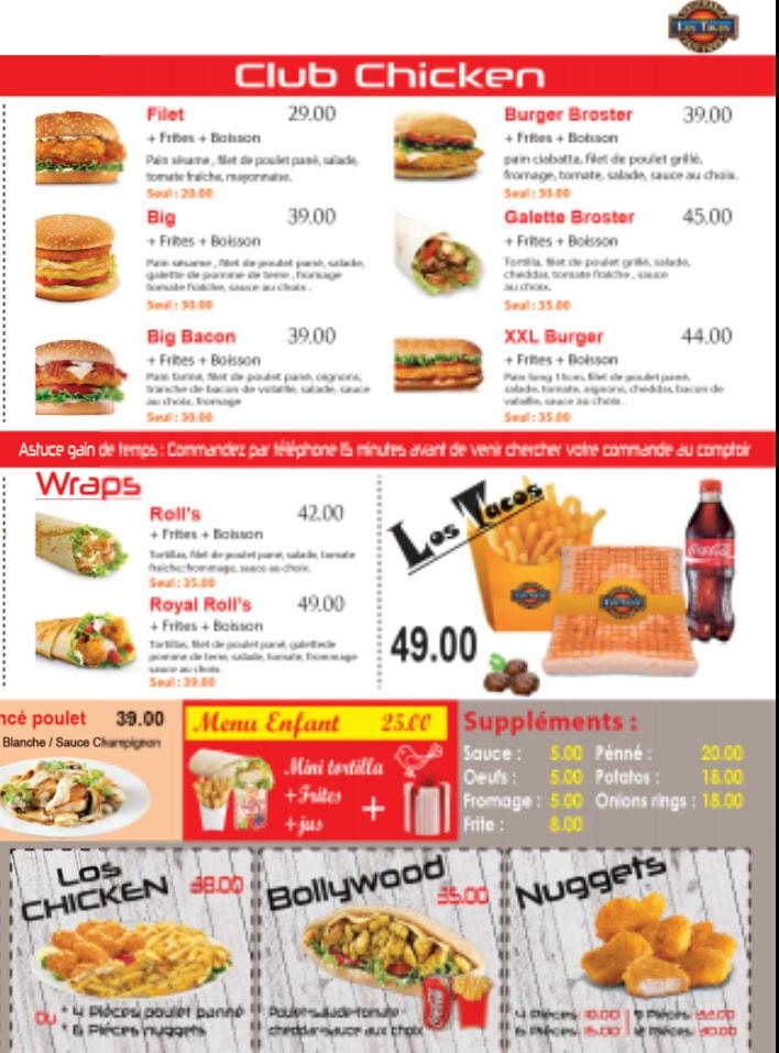 Speisekarte von Los TACOS restaurant, Casablanca, LOSTACOS ain choq ...