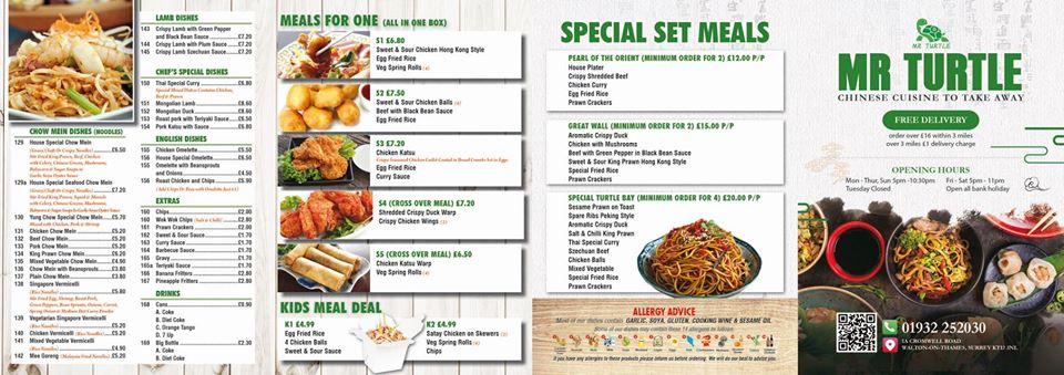 Menu at Mr Turtle fast food, Hersham