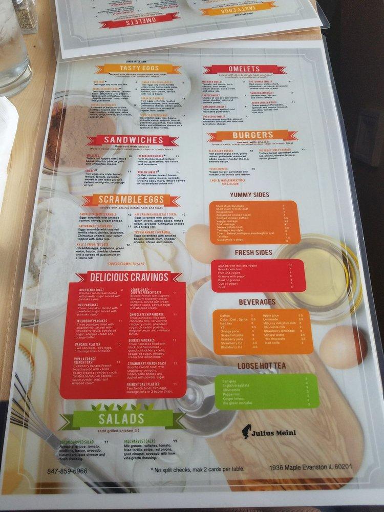 Menu at Ovo Frito Cafe, Evanston
