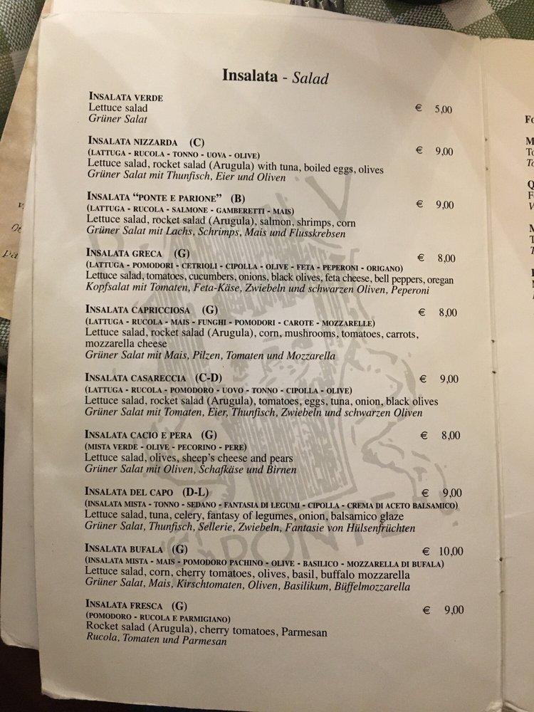 Menu da Ponte e Parione - Ristorante Piazza Navona, Roma