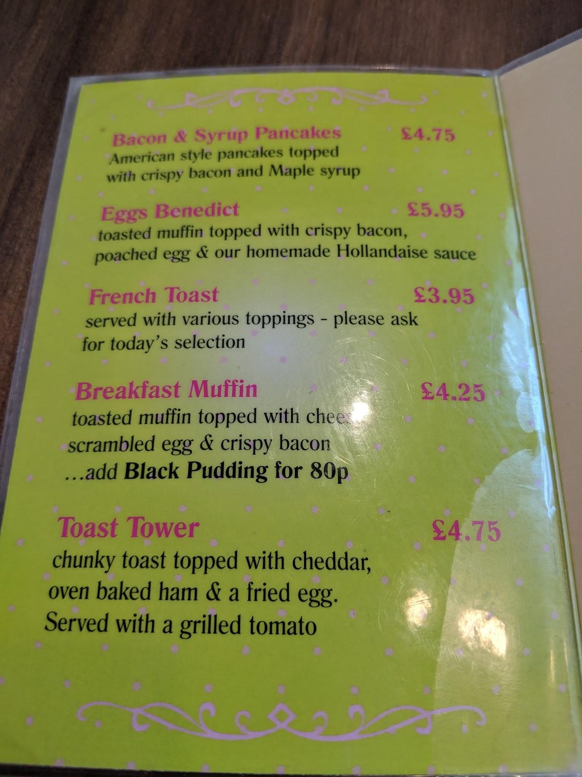 Menu at Toast Coffee House and Cafe, St Helens
