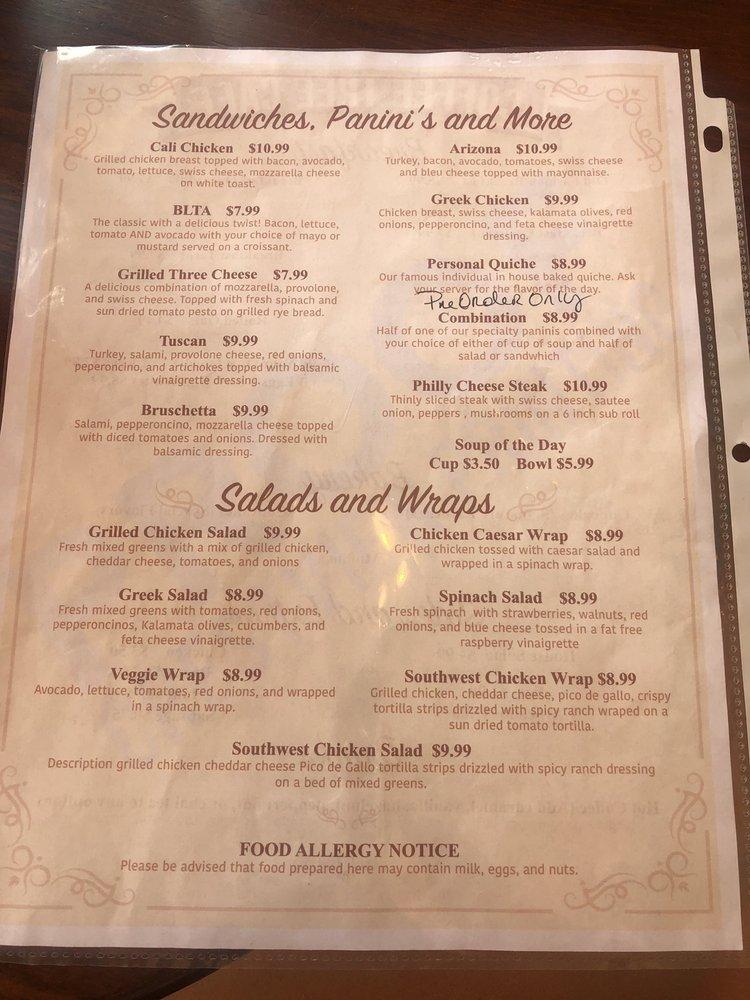 Menu at Uncle Mike's Bistro cafe, Argyle