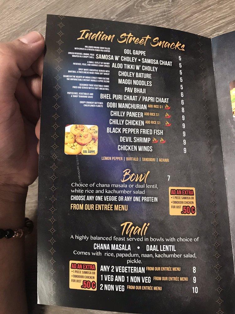 Menu at Bollywood Indian Street Food restaurant, Fresno