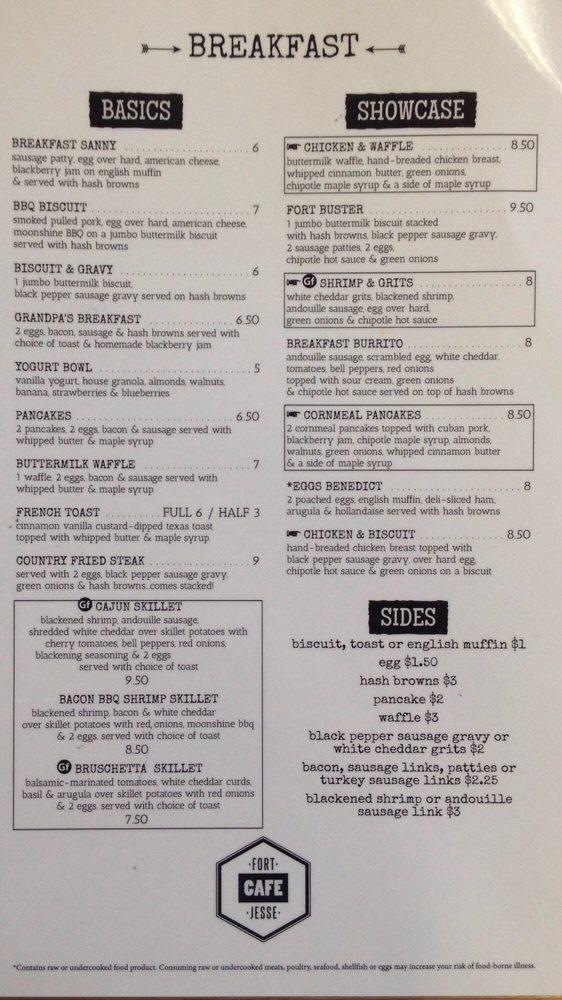 Menu at Fort Jesse Cafe, Normal, Fort Jesse Rd #1