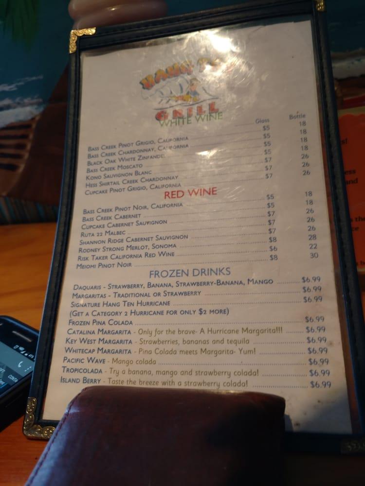 Menu at Hang Ten Grill restaurant, Carolina Beach