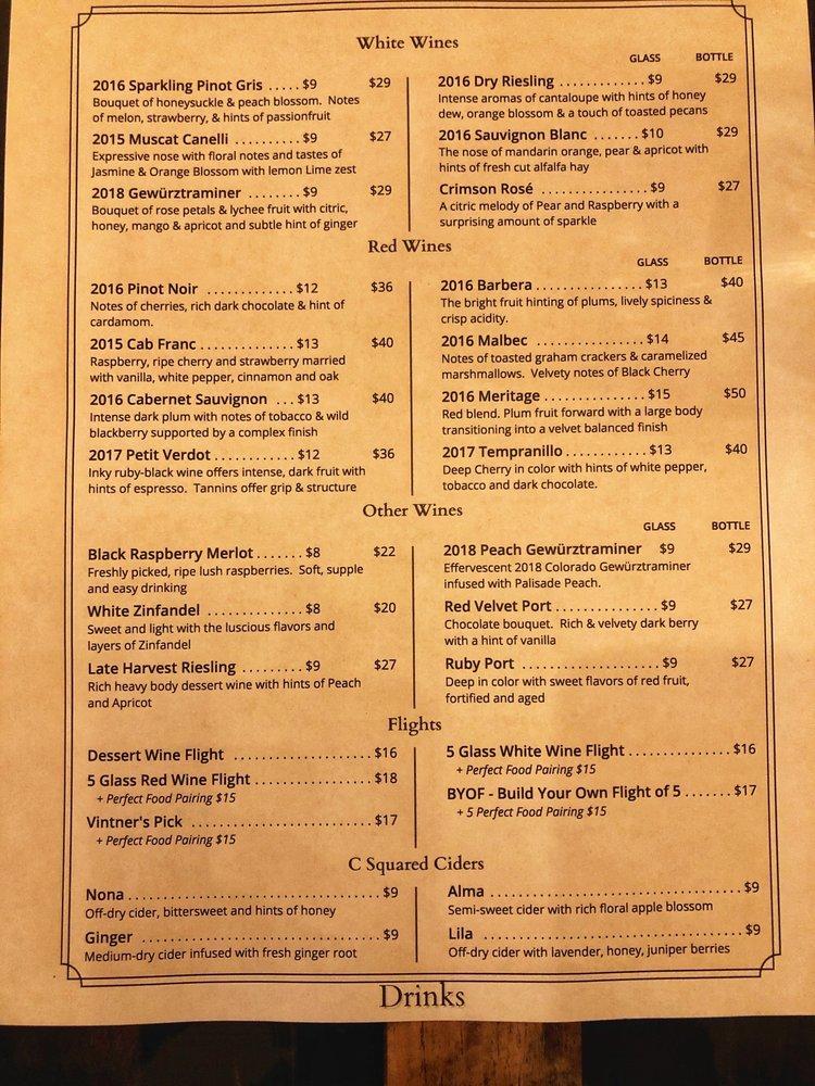 Menu at Deep Roots Winery & Bistro - LoDo pub & bar, Denver