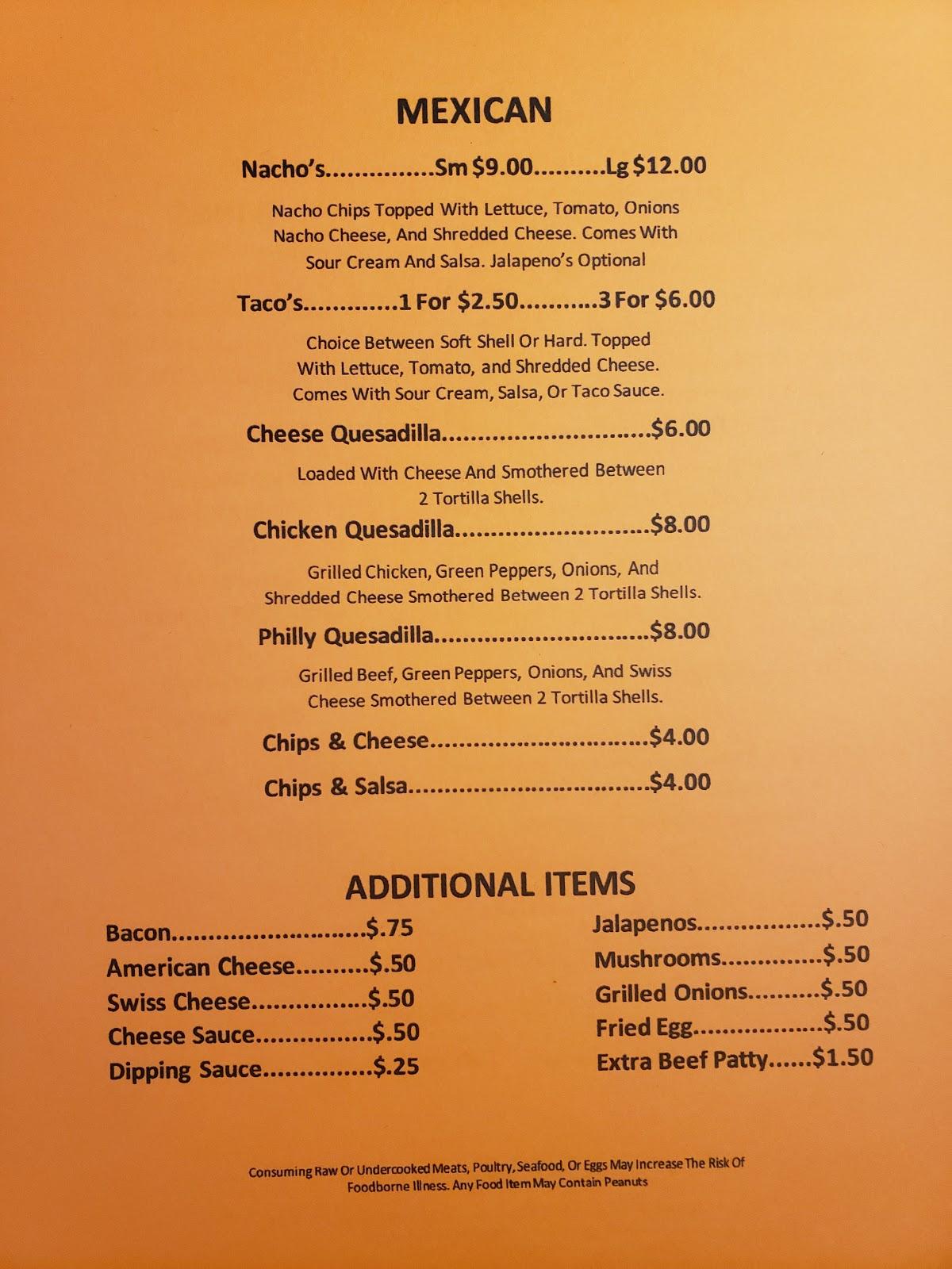 Menu at Fat Boy's Saloon pub & bar, Hazleton