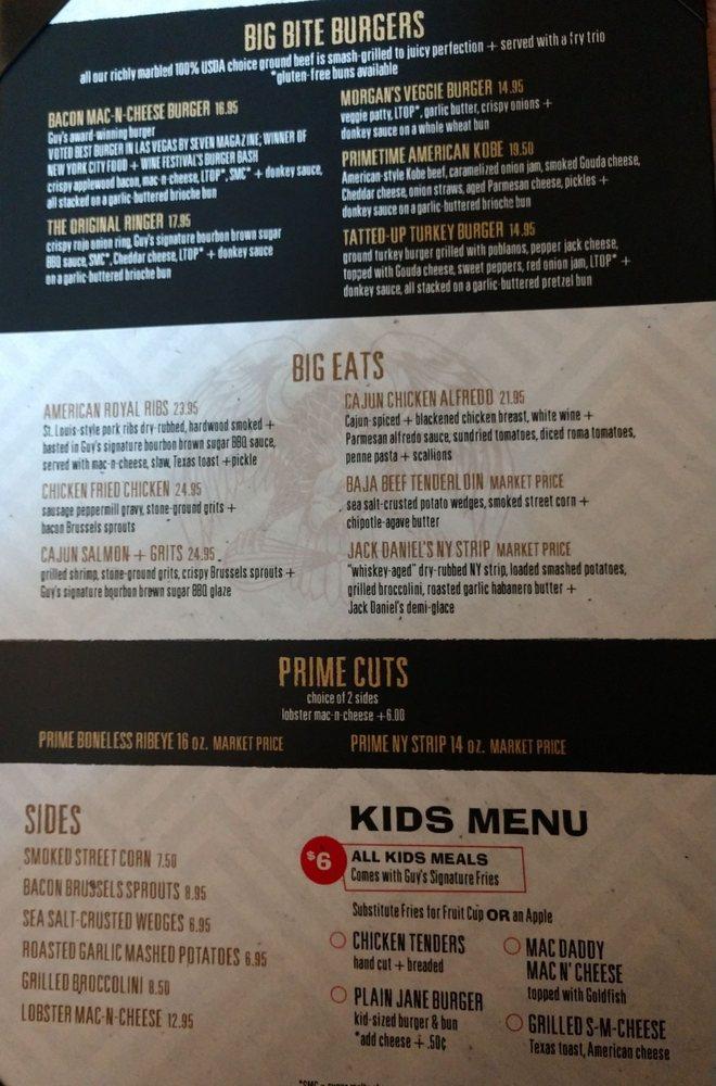 Menu at Guy Fieri's Cherokee Kitchen & Bar, Cherokee