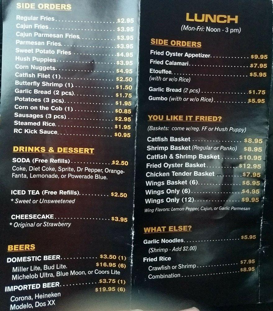 Menu at Red Claws Crab Shack pub & bar, Arlington
